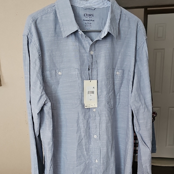 Chaps | Shirts | Chaps Blue Casual Button Down Shirt Lightweight Cotton ...